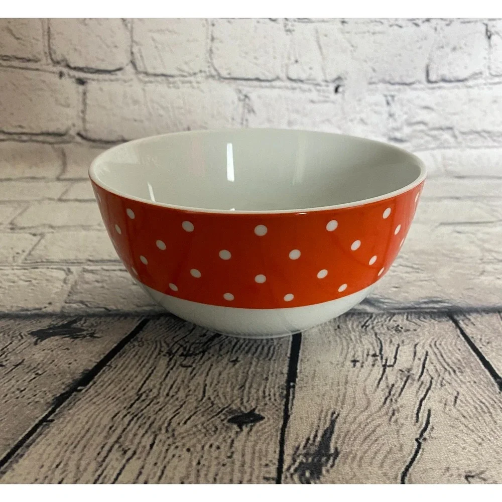 White Cross | Dining | Isaac Mizrahi Dot Luxe Orange White Polka Dot ...